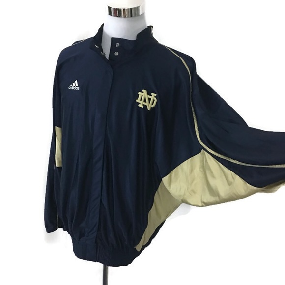 adidas | Jackets & Coats | Vintage Adidas Notre Dame Snap Jacket Large ...